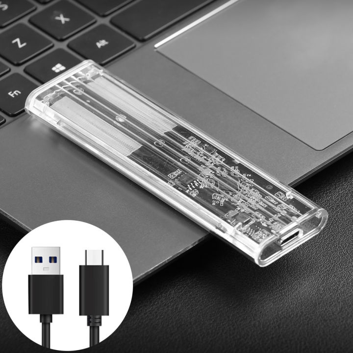 M.2 NGFF SSD Transparent External Enclosure Hard Disk Box 5Gbps TypeC ...