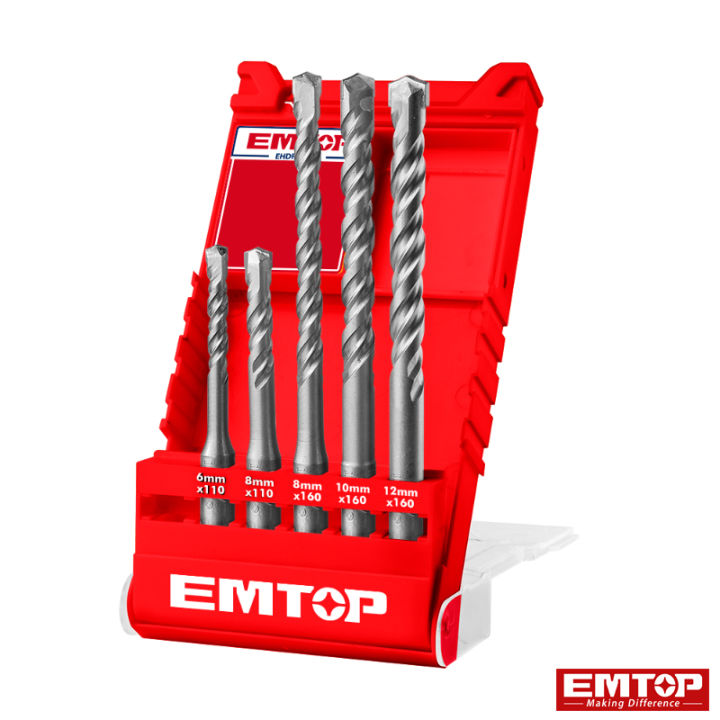 EmTop SDS Plus Rotory Hammer 5pcs Drill Bit Set | Daraz.lk