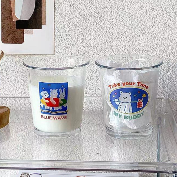 Cartoon Cute Glass Water Cup Modern Classic Coffee Ice Latte Juice Milk ...