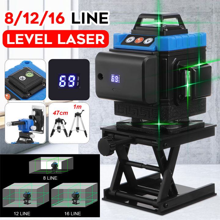 【BestGO】16/12/8 Line Laser Level Digital Self Leveling 360° Rotary ...