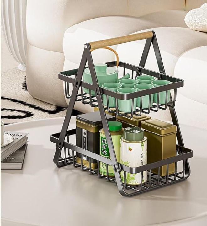 Kitchen Multifunctional Vegetable and Fruit 2 Layer Storage Basket ...