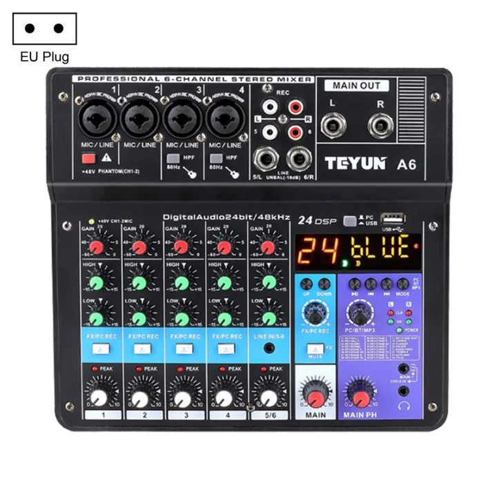 TEYUN NA6 6-channel Small Mixing Console Mobile Phone Sound Card Live ...