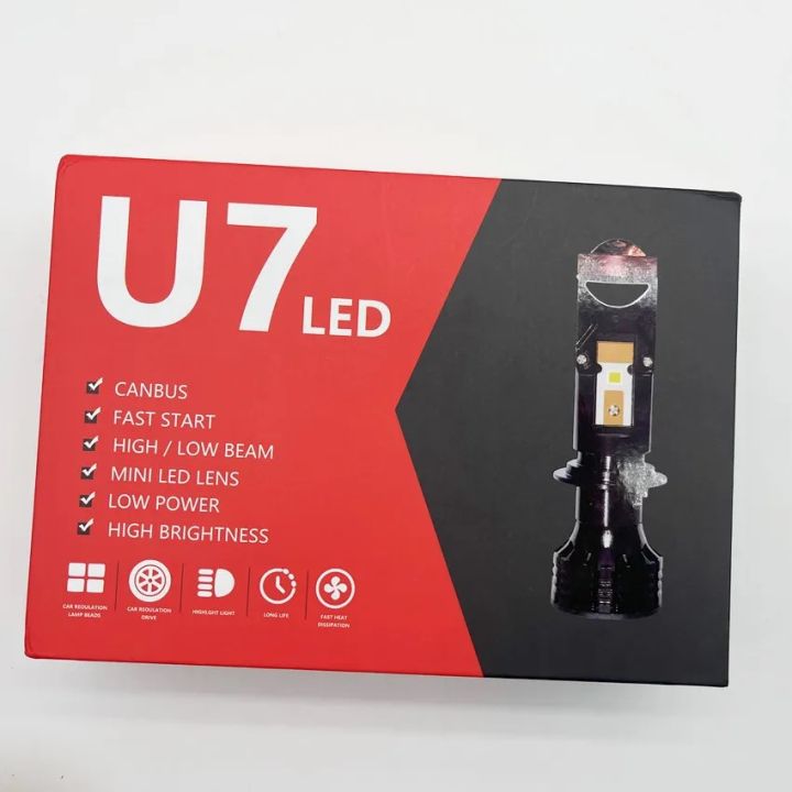 U7 LED H7 Mini Projector 3D Lens 100W 30000LM Car Headlight Automobile ...