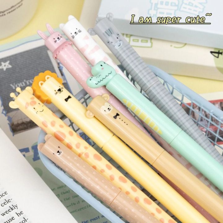 4PCS/Box Smooth Writing Animal Shaped Erasable Pen 0.5mm Blue Ink ...