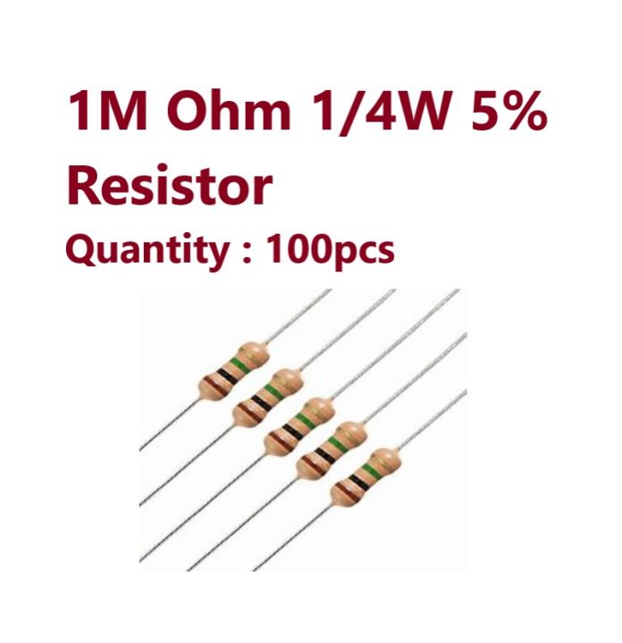 100 pcs of 1M Ohm 1/4W Carbon Film Resistor | Daraz.lk