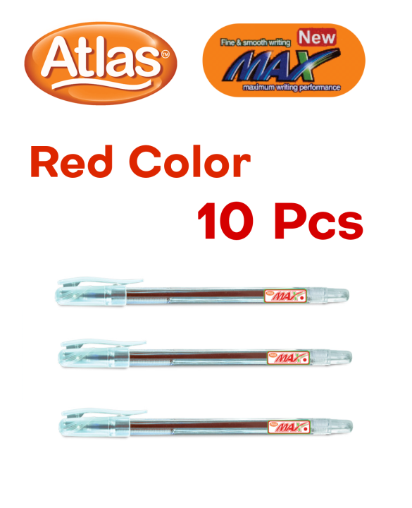 Atlas Max Pen ( Red Color ) 10 Pcs / 20 Pcs | Daraz.lk