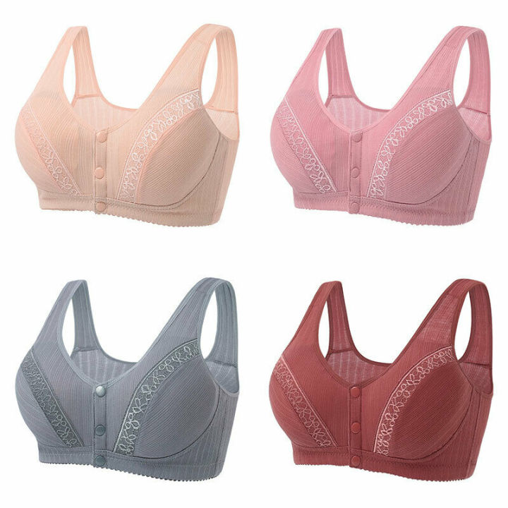 Women Front Fastening Push Up Bra Non Wired Underwear Lingerie Padded ...