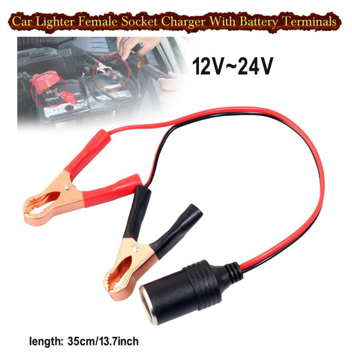Car Lighter Female Socket Charger With Battery Terminals | Daraz.lk
