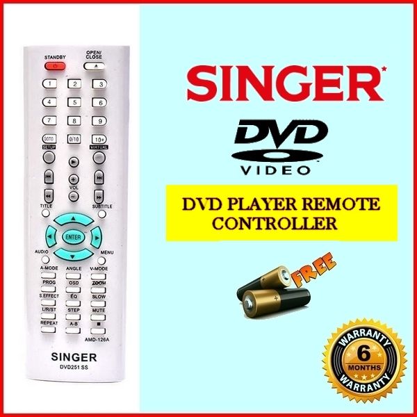 Singer DVD Player Remote Controller AMD126A & Free Batteries | Daraz.lk