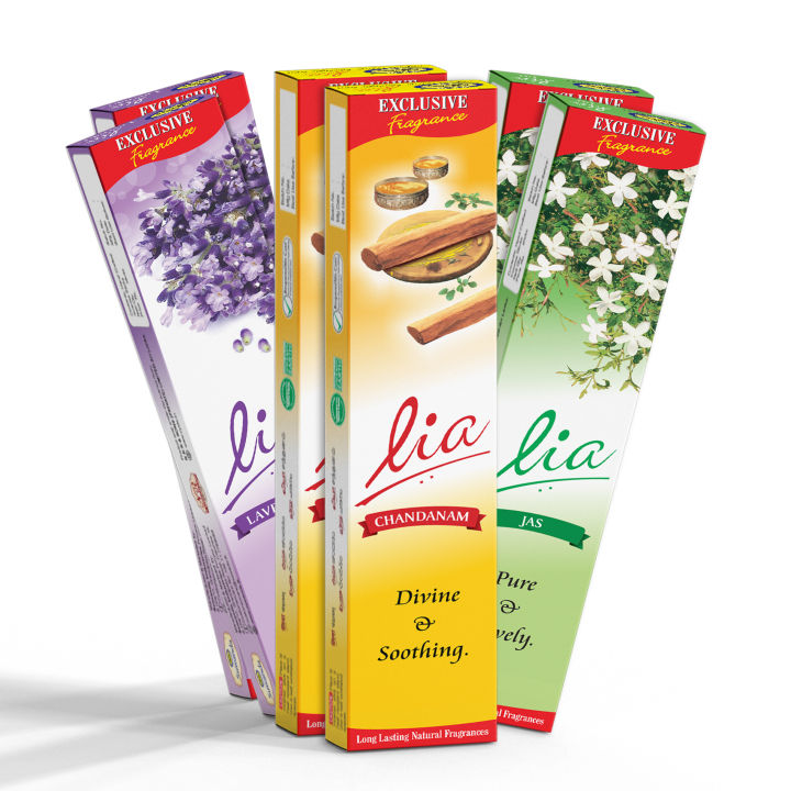 Lia Incense Sticks - Lavender, Chandanam , Jasmine - 6 Packets | Daraz.lk
