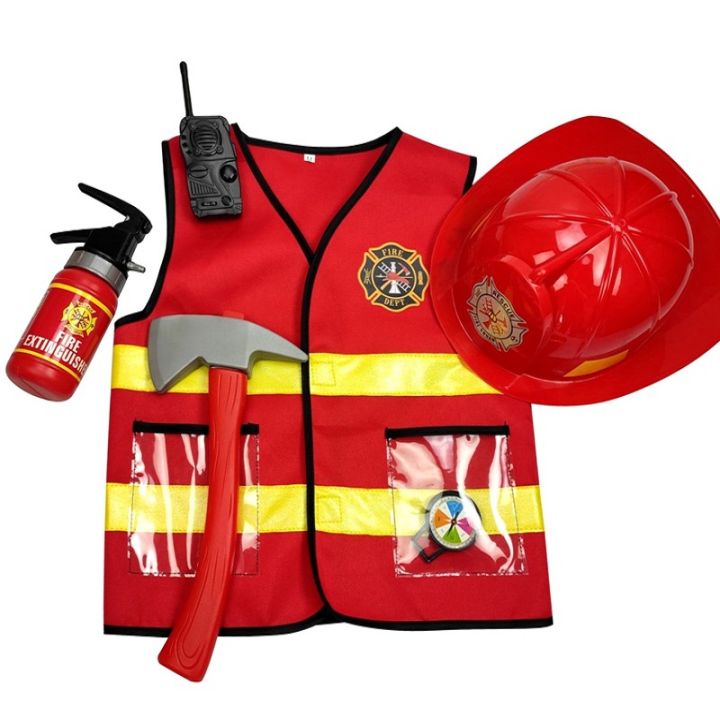 Kids Firefighter Cosplay Little Fireman Firemen Costume For Boy Child ...
