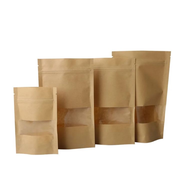 zip lock bags High Quality 10Pcs/lot Kraft Paper Bag Window Zip lock ...