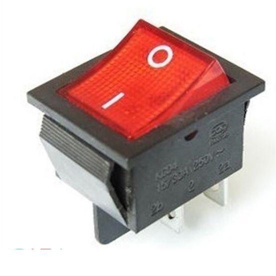 100 pcs Red Light Rocker Switch 4 pin Current: 10A 2cm +1.4cm+1.5cm ...