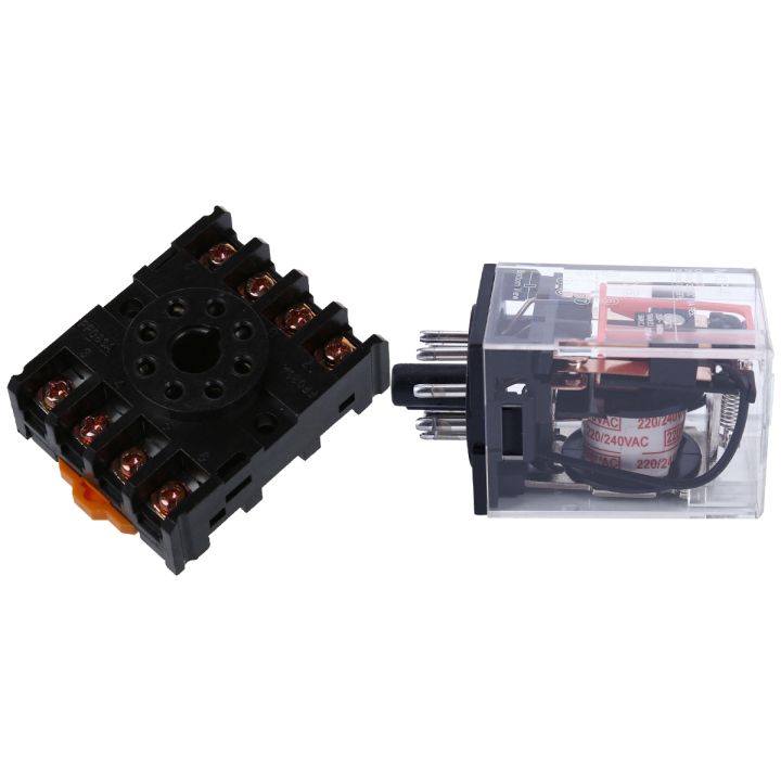 1 Pcs 8 Round Pin 8-Pin PF083A Relay Base Socket & 1 Pcs AC 220V/230V ...