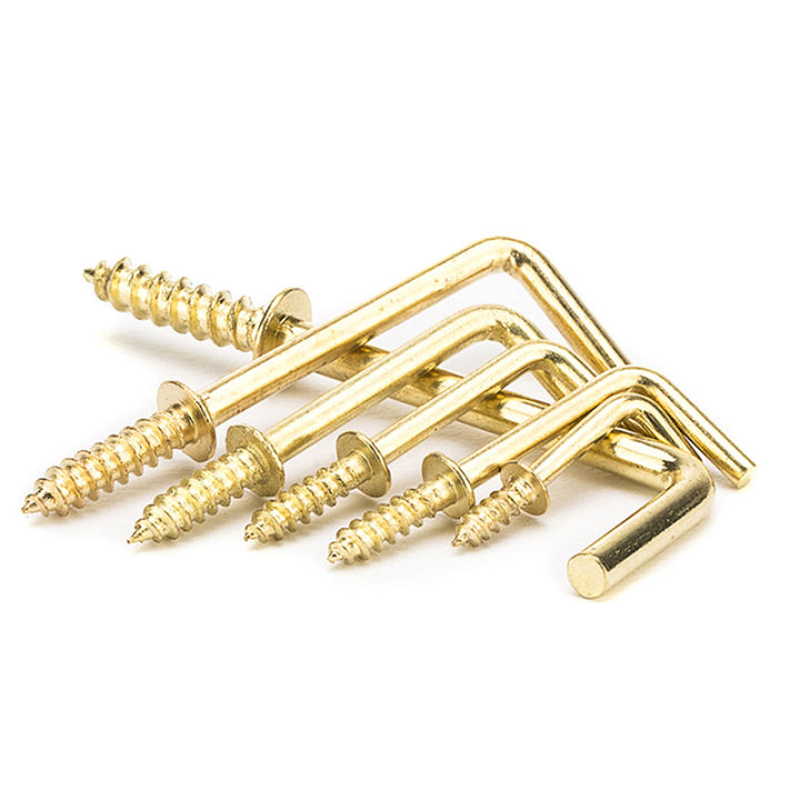 10pcs L shape Dresser Cup Hooks Right Angle Screws 7 Style Hanger Iron ...