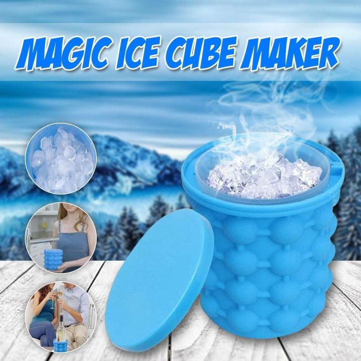 Silicone Magic Ice Cube Maker Genie Tray Molds Saving Ice Bucket Saving ...