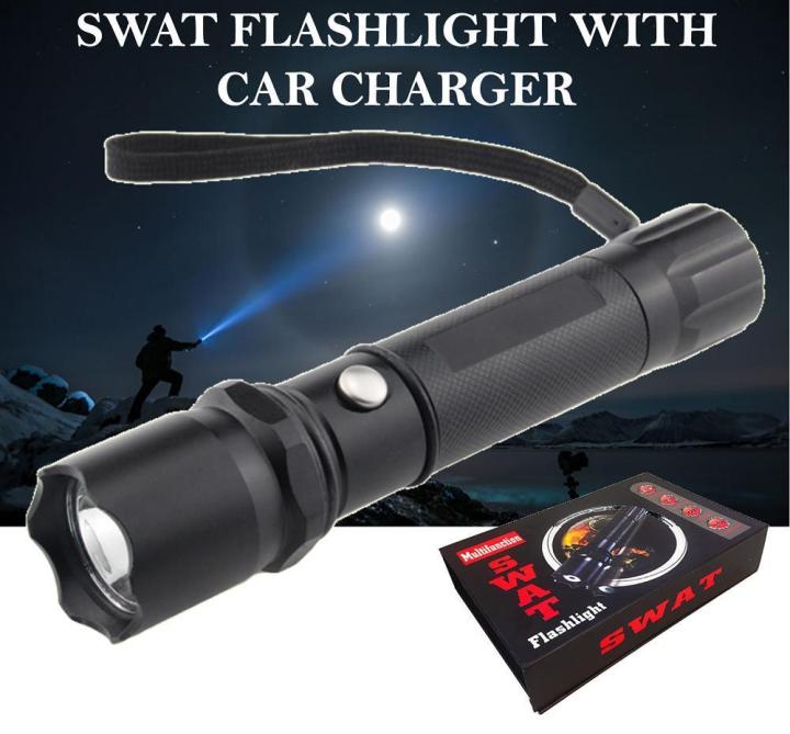Flashlight Torch SWAT 3.7V LED Rechargeable Flash Light Heavy Duty ...