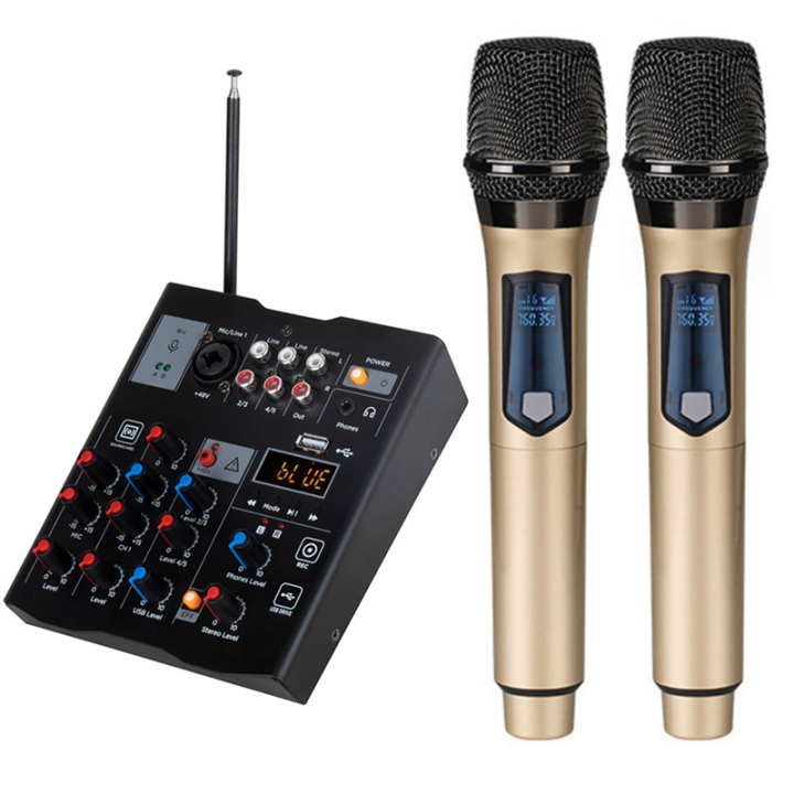 5-Channel Audio Mixer with UHF Wireless Microphone Studio Sound Mixer ...