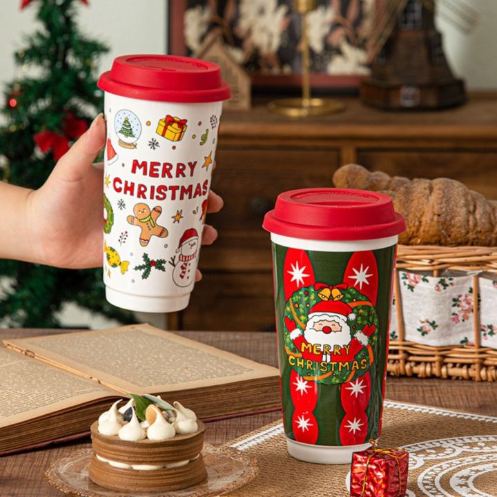 Water Cups Santa Christmas Ceramic Cup Heat-resistant Cartoon Christmas ...