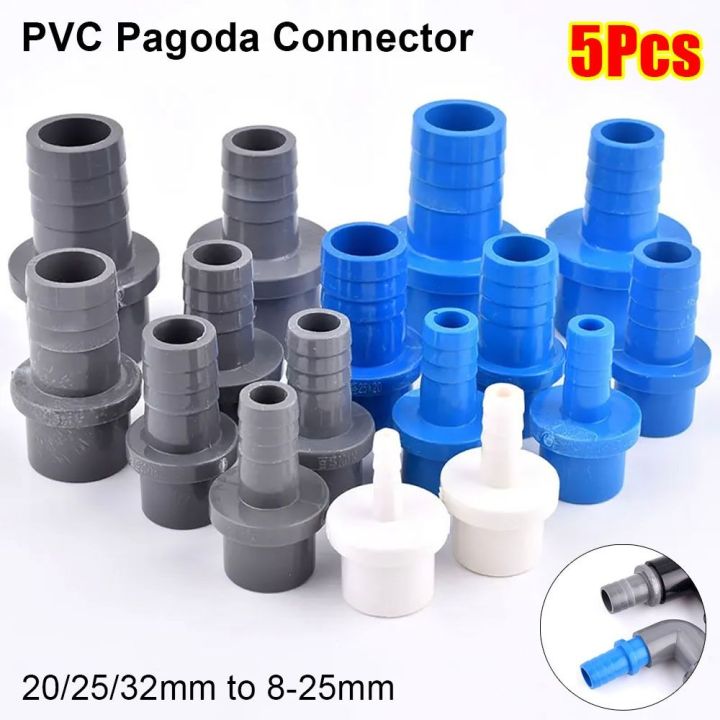 5Pcs New 20/25/32mm to 8-25mm PVC Pagoda Connector Garden Irrigation ...