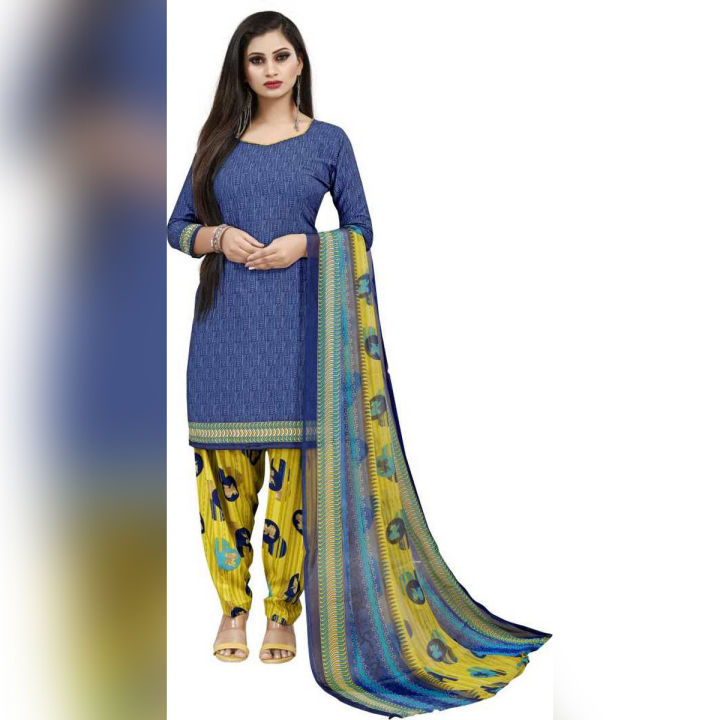 Elakkiya Fashion Crepe Striped Salwar Suit Material (Unstitched) | Daraz.lk