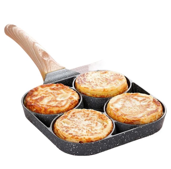 4-Hole Omelet Pan for Burger Eggs Ham PanCake Maker Frying Pans Non ...