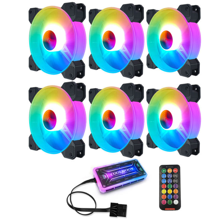 1-6PCS 120mm RGB Desktop Computer Cooling Fan Gorgeous Chassis Radiator ...