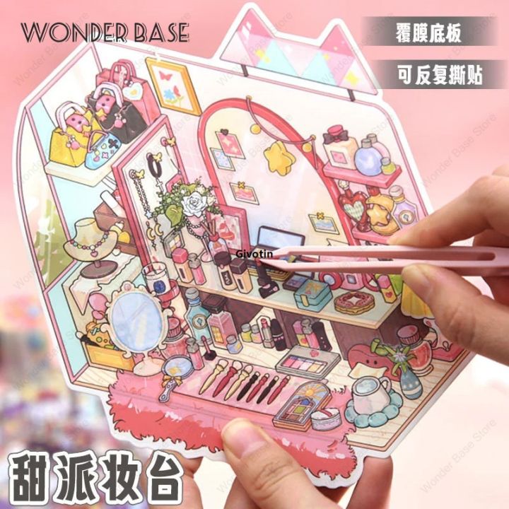 Gift Kids Sticker Cottage Paper Pocket Sticker Landscape Micro Corner ...