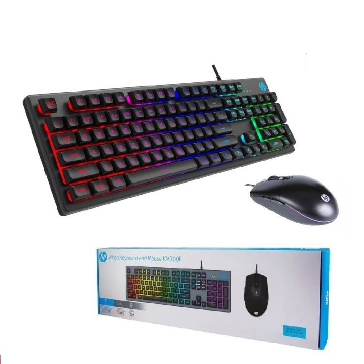 HP KM300F Wired USB Gaming Keyboard and Mouse Set, Membrane Backlit, 26 ...