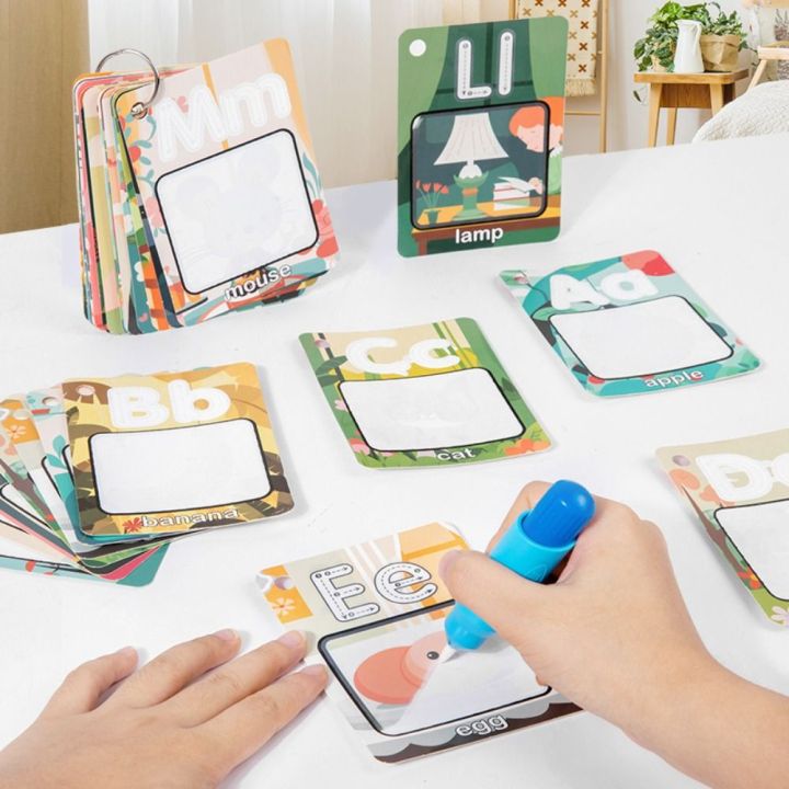 Developmental Flash Card Toy Paper Watercolor Alphabet Flashcards ...
