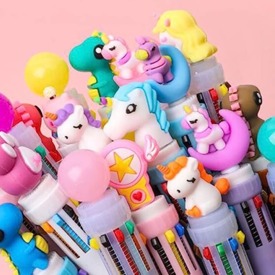 Ten Color Ball Pen Retractable Ballpoint Multicolored Unicorn Pen ...