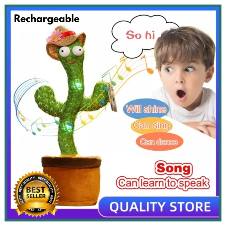Dancing Cactus Plush Toy Singing and Dancing with Record and Repeat ...
