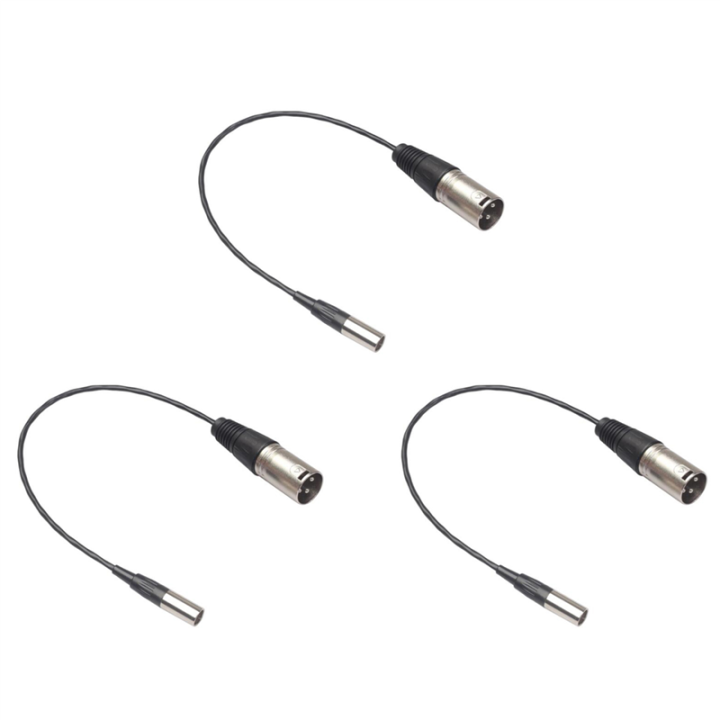 3X 3 Pin Male to 3 Pin Male XLR Mini Plug Audio Cable XLR Male to Mini ...