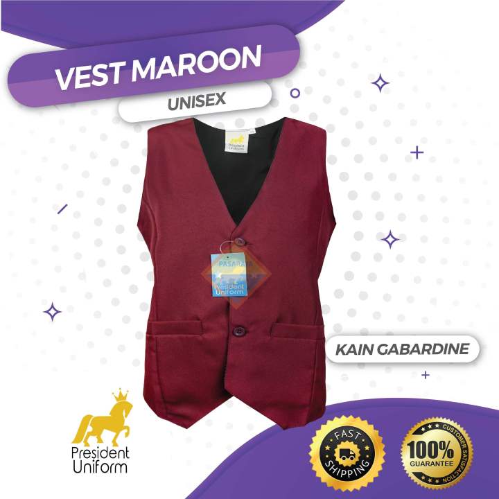 PV005 - VEST MAROON PENGAWAS READY STOCK !!! VEST SEKOLAH RENDAH DAN MENENGAH | Daraz.lk