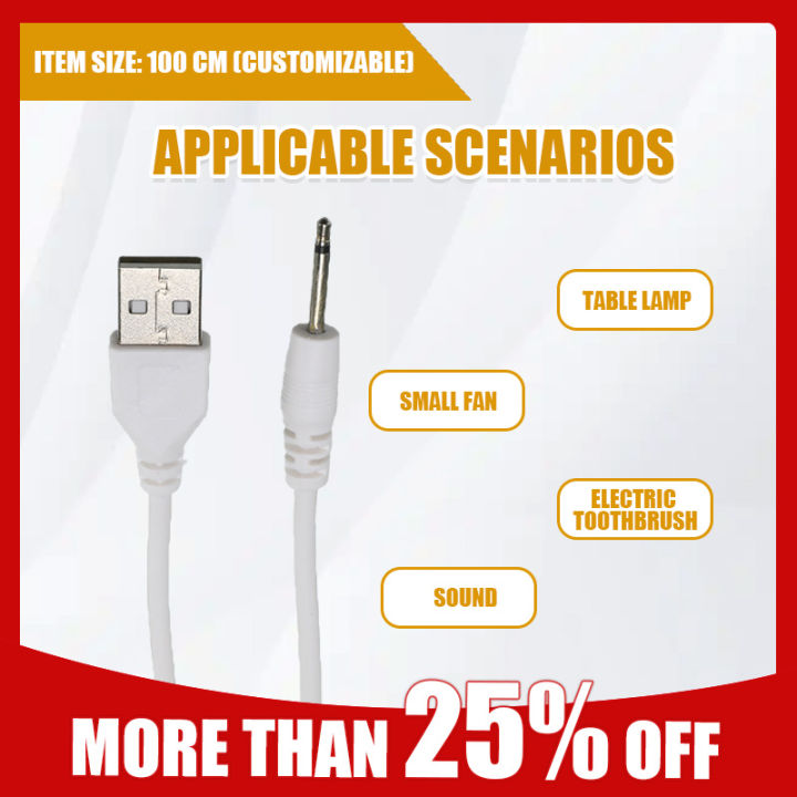 【ZenithTech】USB 2.0 To DC 2.5mm Elbow 2A Charging Line 2.5 USB Mono ...