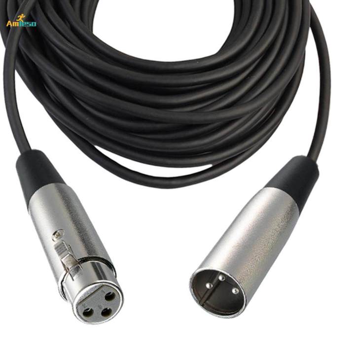 BLACK XLR 3 pin MALE TO FEMALE MIC MICROPHONE PATCH EXTENSION CABLE ...