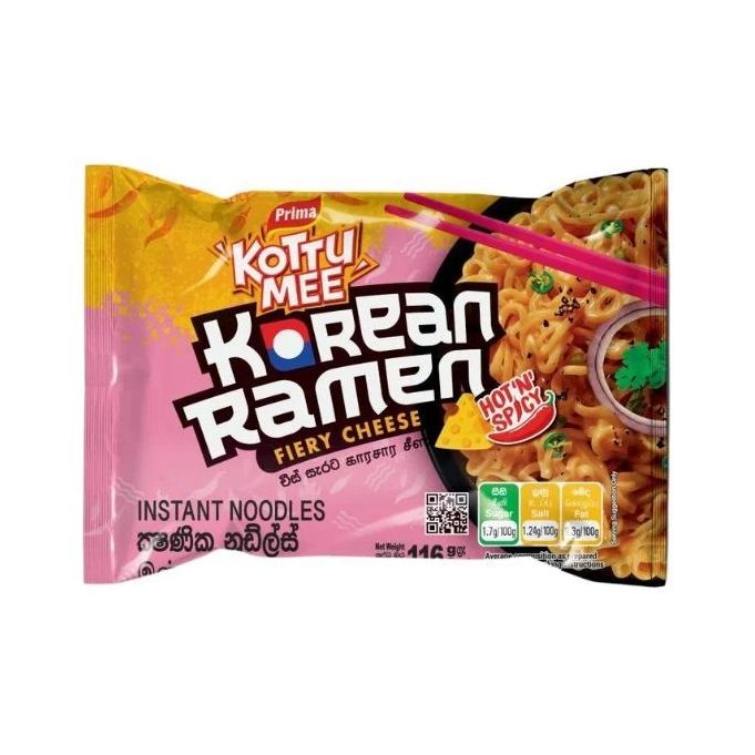 Prima Kottu Mee Korean Ramen, Fiery Cheese - Spicy Instant Noodles ...