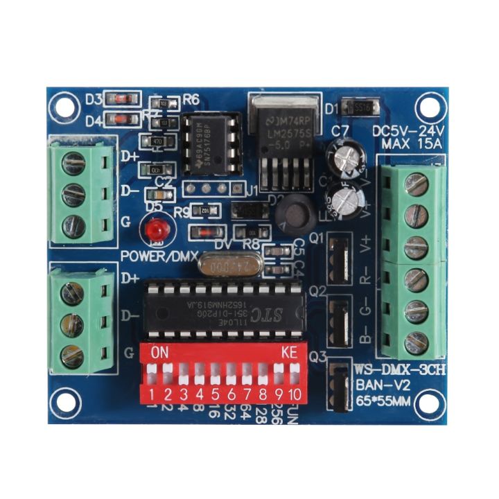 WS-DMX-3CH-BAN-V1 3 Channels LED DMX512 Decoder Controller DC5-24V for ...