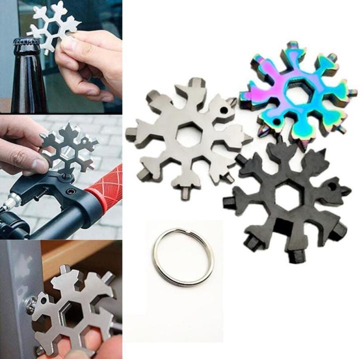 18 in 1 Snowflake Multi Tool Portable Stainless Steel Wrench Bottle ...