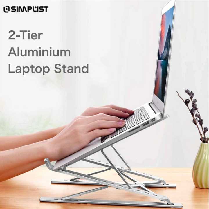 2-Tier Adjustable Aluminum Laptop Stand for Macbook Tablet Notebook ...
