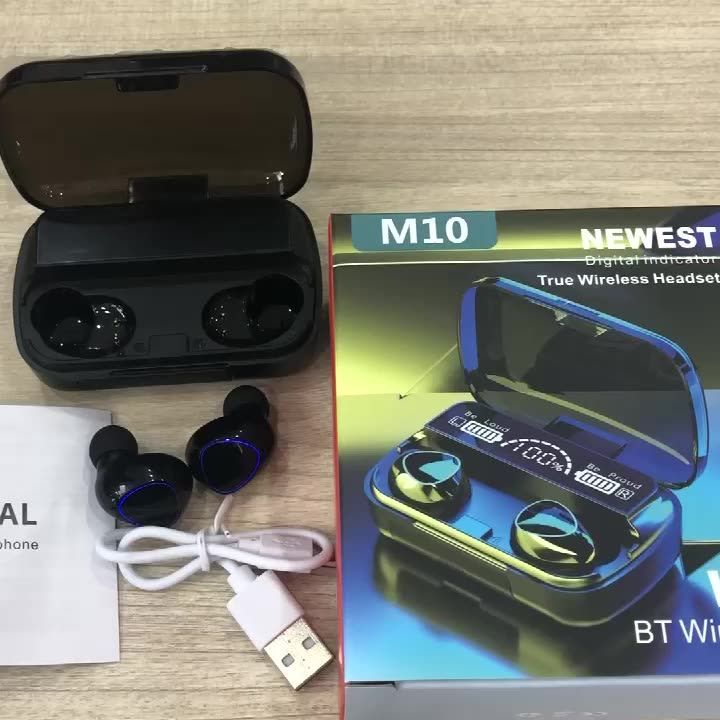 Wireless Earbuds M10 v5.3 TWS Bluetooth Mini Earphone with LED Digital ...