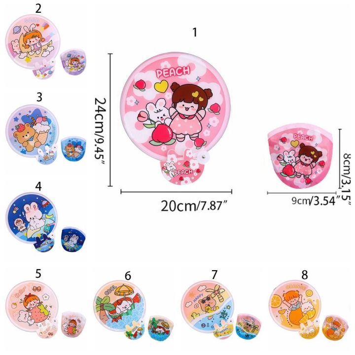 Easy to Store Cute Handheld Round Fan Round Cartoon Folding Fan With ...