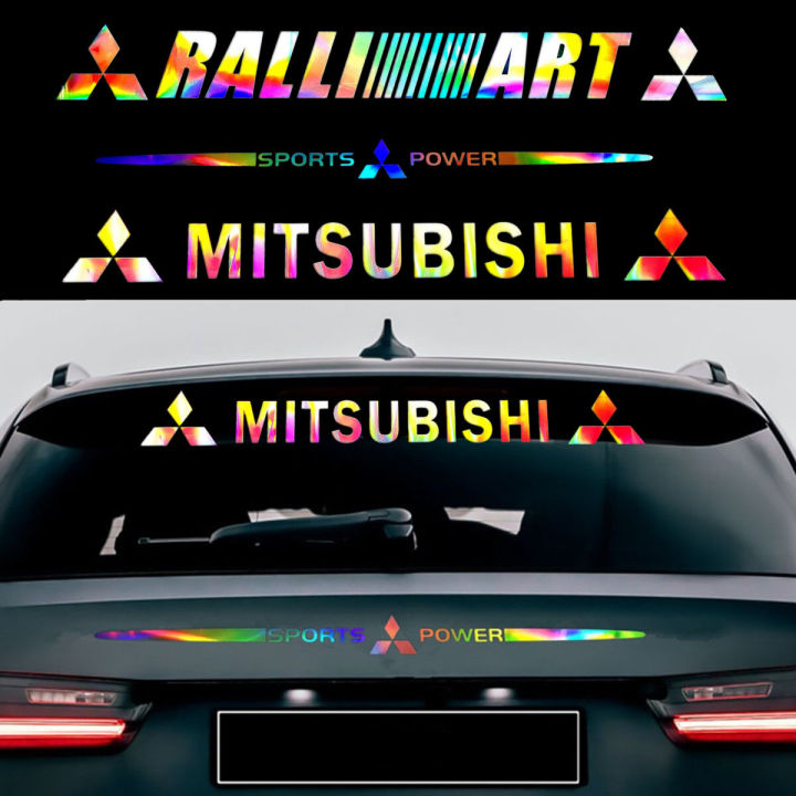 Mitsubishi Windshield Stickers Laser Waterproof Rainbow Front Rear ...