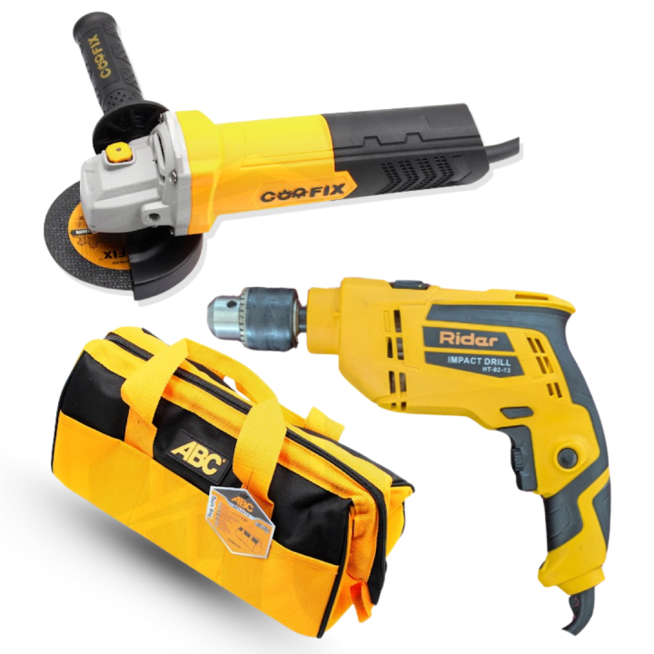 Impact Drill 650W Rider – HT-92-13+Angle Grinder 100mm With 5 Pcs ...