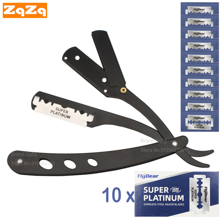 ZqZq 10 Shaving Blades and Straight Edge Razor Haircut Beard Eyebrow ...