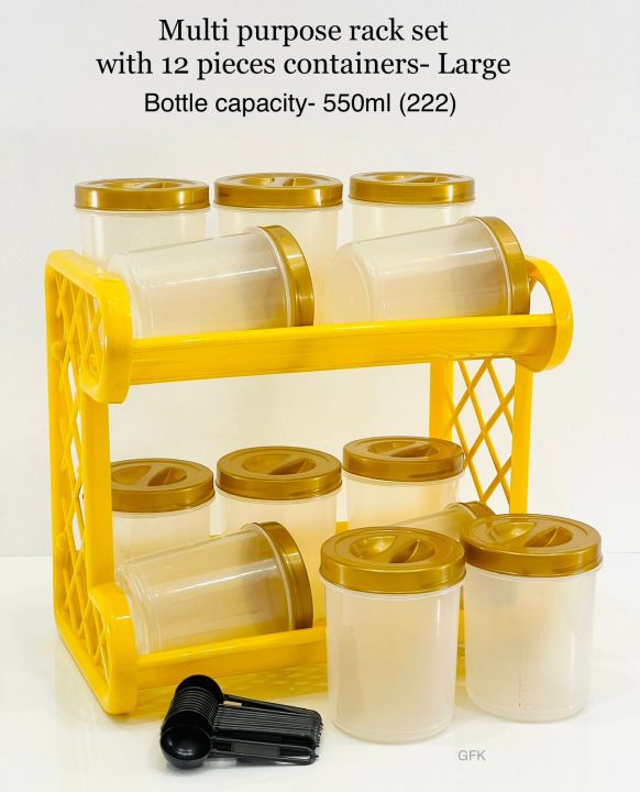 Multi Purpose Rack with 12 Pieces Containers 222 (550ml) | Daraz.lk