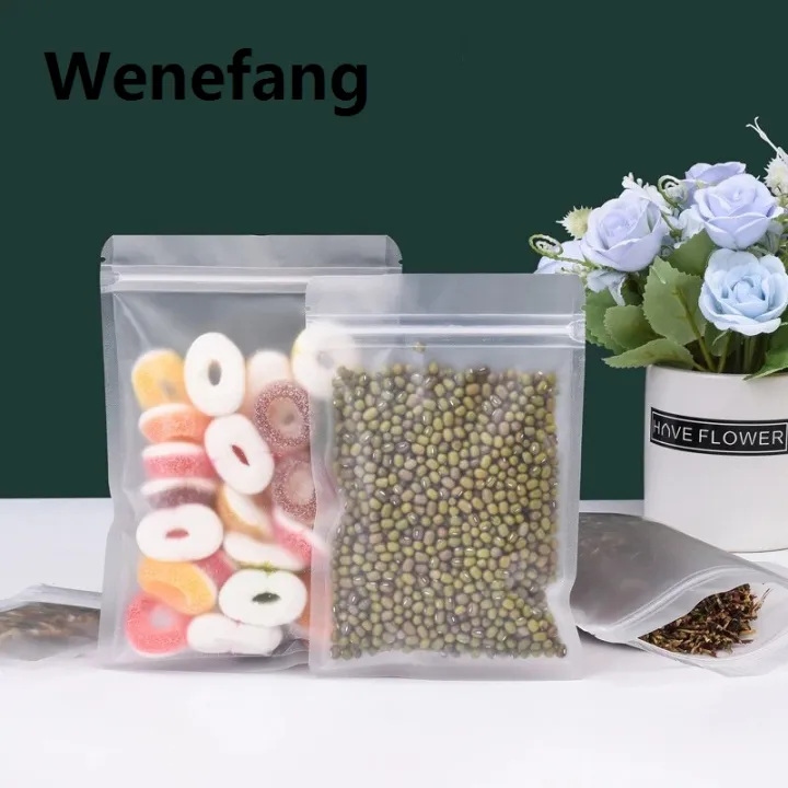 Wenefang zip lock bags Flat Translucent Frosted Plastic Storage Zip ...