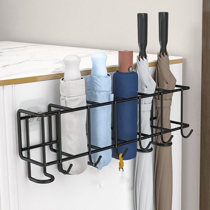 Practical 4/6 Grids Umbrella Storage Rack Metal Black/White Bag Key ...