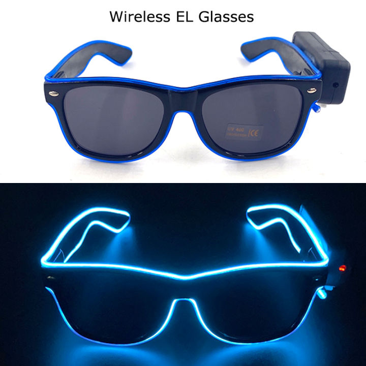 Wireless Led Flashing Glasses El Wire Sunglasses Glowing Party Supplies ...