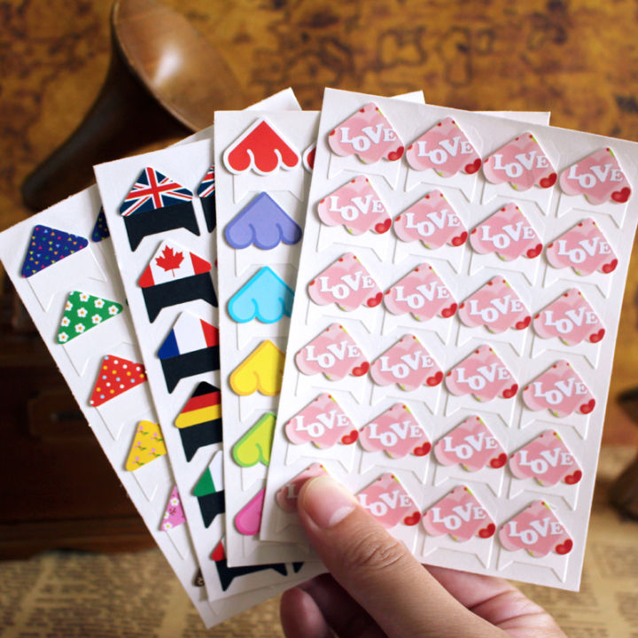 120 Pcs/Lot (5 Sheets) DIY Floral Print Flag Multicolor Corner Paper ...